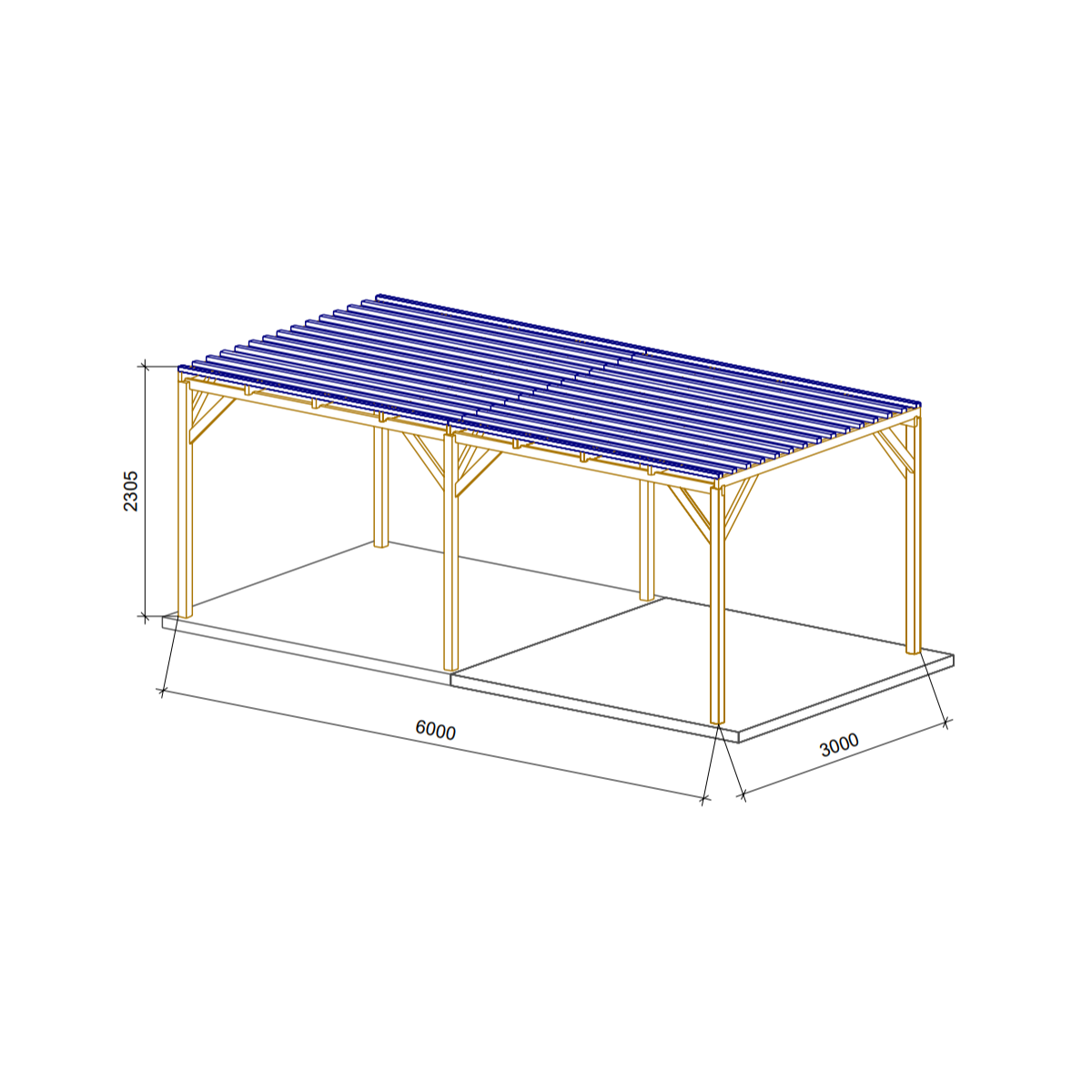 Pergola autoportée - 3x6 avec option toiture persienne et fonds brise-vue